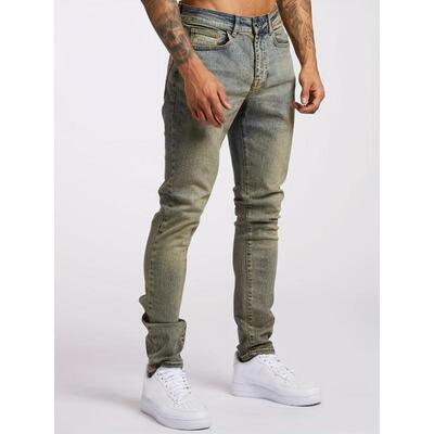 Slim Fit Vintage Jeans High Stretch Distressed Casual
