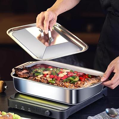 Stainless Steel Baking Tray Set with Lid Non Stick