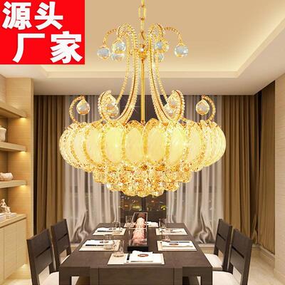 金色水晶吊灯客厅灯简约现代家用创意别墅温馨餐厅吊灯91008