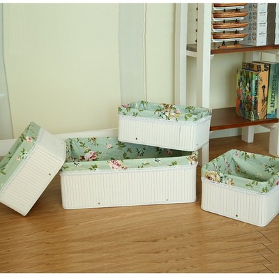 藤编织收纳筐田园竹编篮子布艺收纳篮零食收纳盒杂物整理箱框子