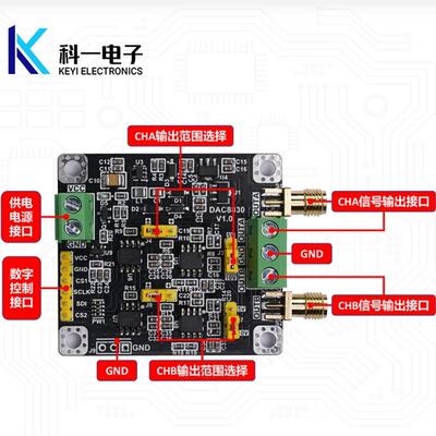 DAC8830模块 双路两通道换6位数模转1器DAC模块 0-5V 0-1V0 10V