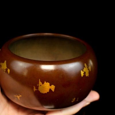 庭野堂 苏工紫铜点金笔洗 995克