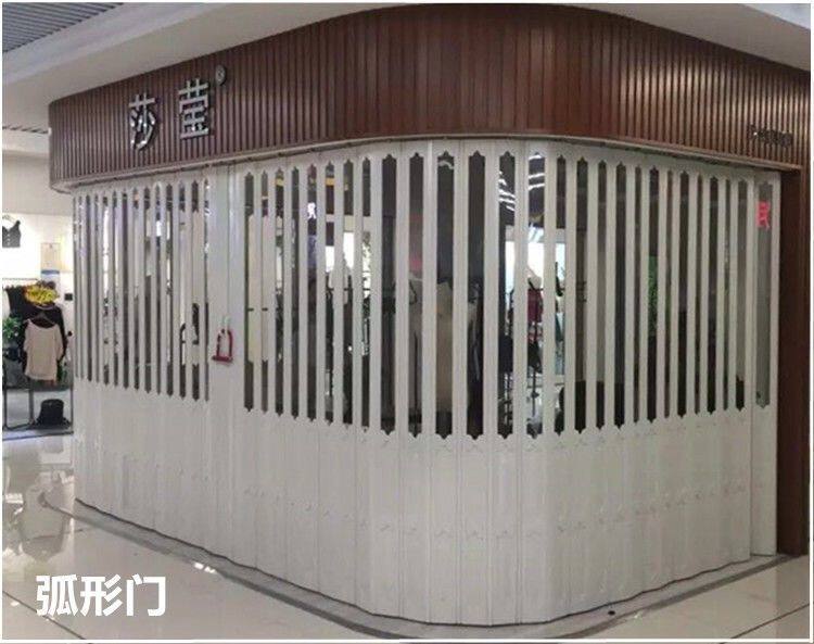 北金折明PVC透叠门电动卷帘商铺洗车房铝合京折叠门定做下轨