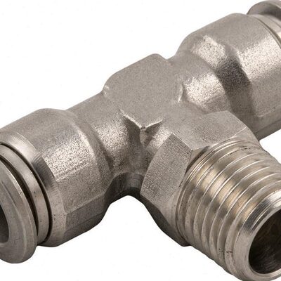 意大利安耐AIGNEP 不锈钢可旋转外锥螺纹三通快插接头 正T型60210