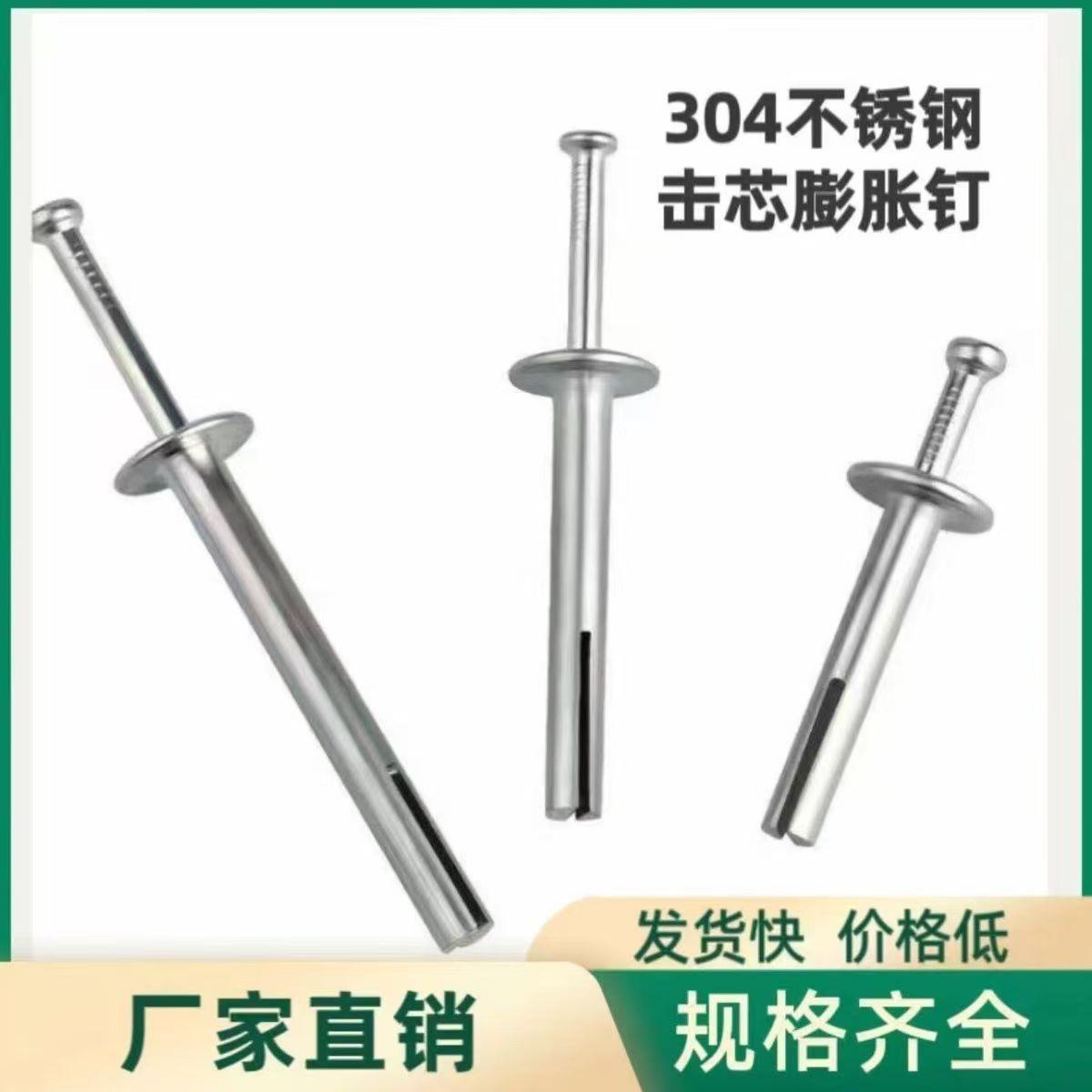不锈钢304敲击膨胀钉506070防盗窃快速固定钉美式击芯内挂件固定