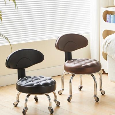 万轮滑轮矮凳美缝小凳子用静家带娃学步圆凳带轮移动985靠音背向