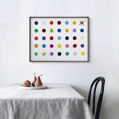 Damien Hirst现代波普艺术装饰画北欧极简彩色小圆点客厅墙画挂画