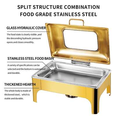 外贸自助布菲炉chafing dish不锈钢餐炉Buffet Stove可视化保温炉