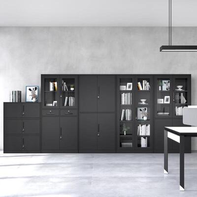 黑色件柜高办公GB-9952资料档案柜带端锁铁储皮书柜财文务凭证柜