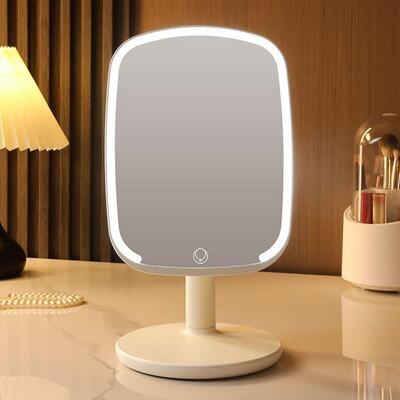 l灯ed带灯化妆镜便台式学生宿舍梳57729妆镜桌面补光镜子高清妆携