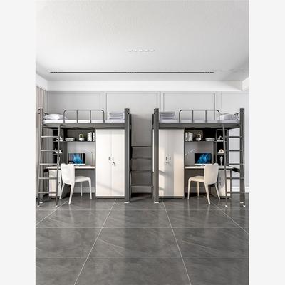 新款加厚室铁艺高床公寓床学生宿舍合上铺床下铺书DLG架桌组双层