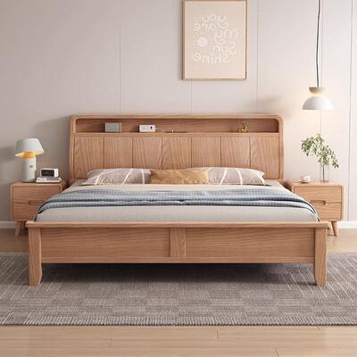 北欧白木实木主卧1.现8米双床人床YH-06602代简约家用小户型1蜡.2