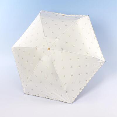 现货R54蝴蝶结无品牌/刺绣扁六折伞RECHA绣花边3遮阳0伞晴雨伞折