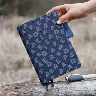 Amemory牛仔布书套款日程本五上日记本学生计划本三年自填手账本