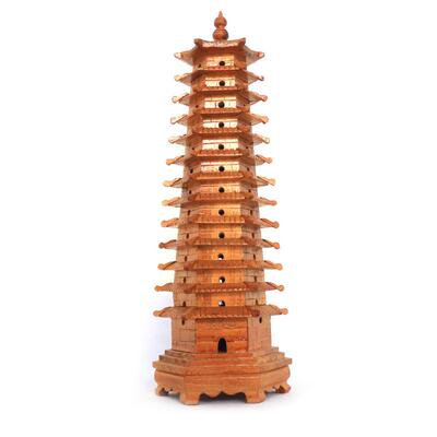 文昌塔件桃木雕十刻九层摆三层LFU办公室摆书房书桌家居件