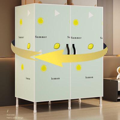 磁吸门布简易衣装柜家用LUC卧室组全钢架加粗加加厚牛津衣固橱收