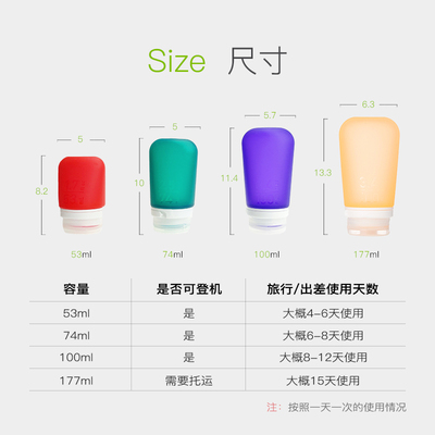humangear旅行装洗漱硅胶乳液分装瓶洗发水套装出差空瓶旅游便携