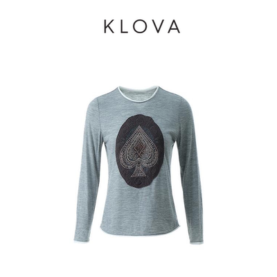 【KLOVA】春秋鸽羽灰圆领T恤  TT6551(UN)