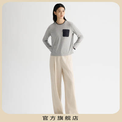 柯罗芭春秋鸽羽灰针织圆领T恤