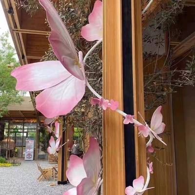 大型仿真橱窗立体花蝴蝶装饰纸艺婚礼巨型婚庆道具美陈布置摄影