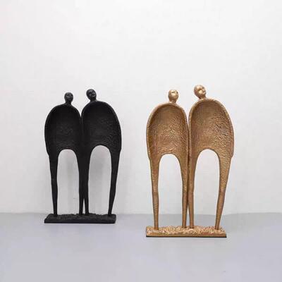 新中式组铸铁双人人物摆件00214样板房面电视柜卧室书房桌关软装