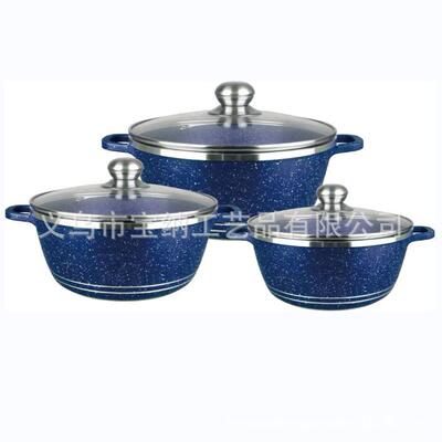 20/24/28小号6pcs件套大理石锅具铝制不粘锅麦饭汤锅铝压铸六件