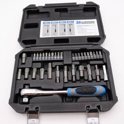 34PCS套多功能棘轮扳手H柄扳手双头扳手批头组套汽修工具批头套筒