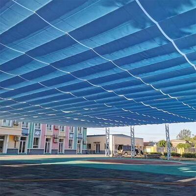 幼儿园叠手拉浪遮阳场帘游乐景区自动折遮阳防晒天幕露WF-00165波