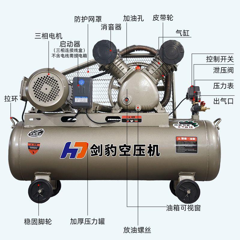 皮带式工业空压机喷漆高压空气压缩机220大型小型式气泵380汽修