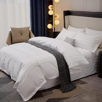60支酒店11085/6/单床上用品四件白色套宾馆民宿套床床笠三件套被