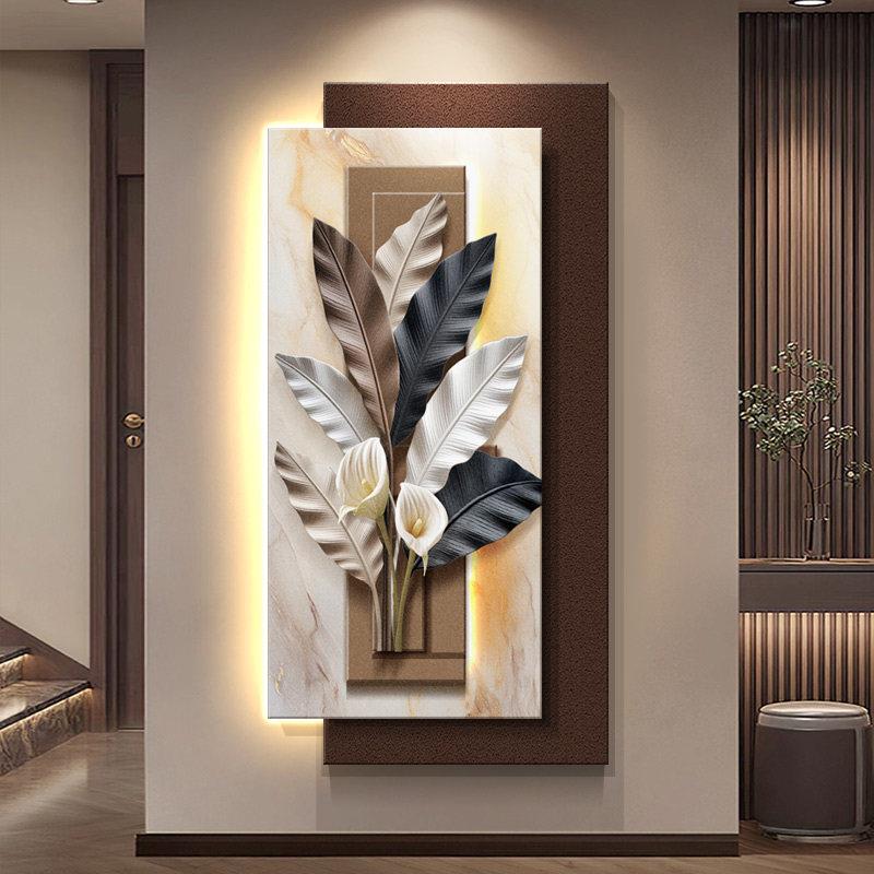 家大业大入户玄关装饰画现代轻奢走廊过道挂画高级感砂岩双层壁画