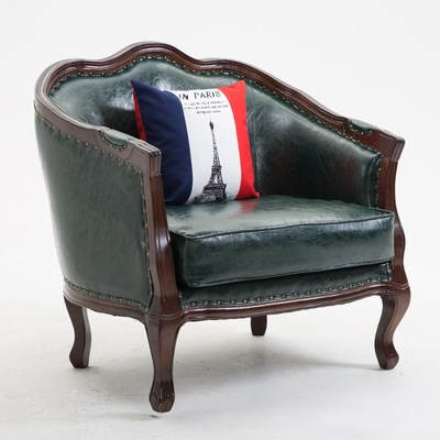 美式乡村全实木皮艺沙发复古皮布艺欧式沙发小户型客厅组合家具