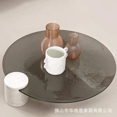 BAXTER VERRE PARTICULIER意式极简设计师天然大理石水纹玻璃茶几