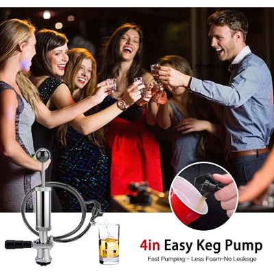 4'' Keg Pump +3 Faucet+4 Hose Clamps, Keg Party Pump