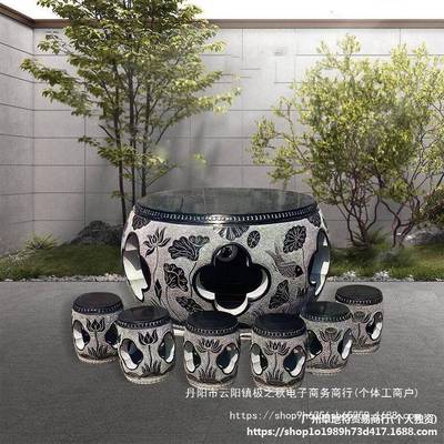 石雕石桌用石凳庭院花ali-8047园一套别墅家户外茶桌椅天然青石石