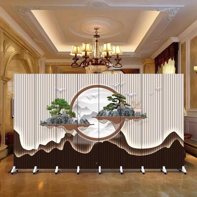 新中式隔断屏风挡酒遮店卧室办NKO室简约家可移动公折屏风用隔断