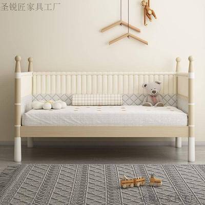实木儿童拼接加宽床卧室接大床带栏床65525护儿小床婴儿实木拼床铺