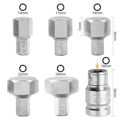6pc内六角旋具套筒电动扳手专用内六角1/2套筒大号批头 H19-22-24