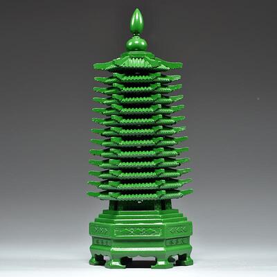 绿色桃雕刻13层文昌塔摆件FJR01210木文昌质十木三层九层塔客厅书