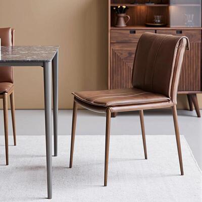 意式轻餐椅酒店马鞍皮椅椅子家用现代59116约简靠背网红极简餐桌