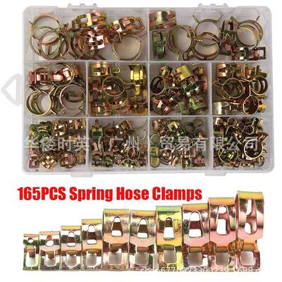 165PCS盒装镀彩锌弹性箍圈6-22mm日式金属管夹弹性环箍卡箍