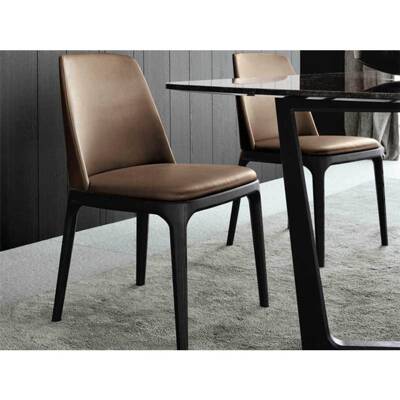 意极简餐椅代简约家用餐现厅实木椅软子包靠背凳式子INK0039休闲