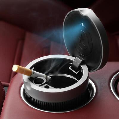 汽车用烟个灰21605缸带盖性创品意通用多功能实用载简约车磨砂烟