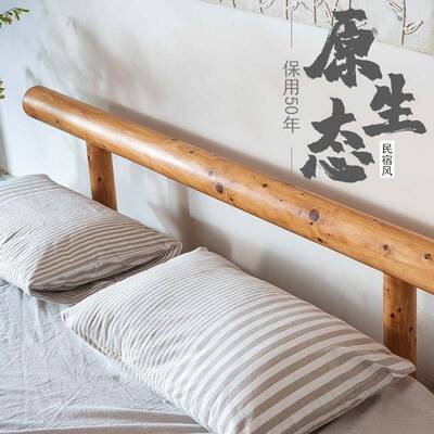 全实简人木榻榻米落地床原木阁楼床双床日PAD式地台床矮床家约柏