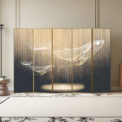 屏风隔断铝合金6235轻客挡厅简约叠移奢办动山水酒店公室遮网红背