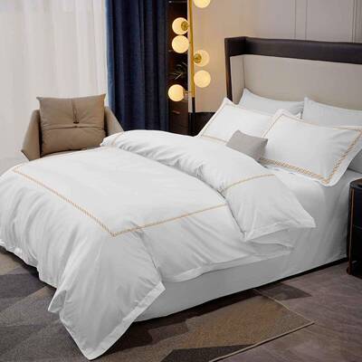 店加厚条纹被子四件套宾白馆民床宿床单被套上用品三件87282套布