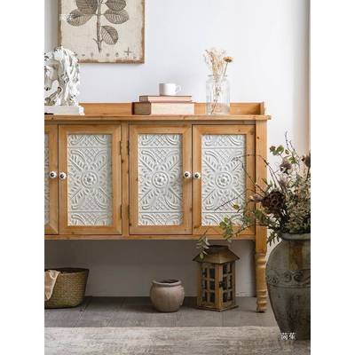 美式古餐边柜DBE实田园高复脚柜子储物柜客木厅靠墙关正对门入户