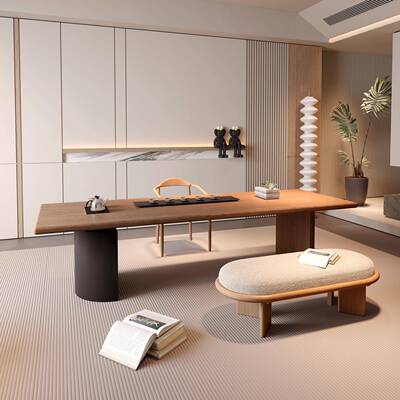 实木茶桌16421烧水壶一体板嵌入式办公桌室大茶桌客书厅家用阳台