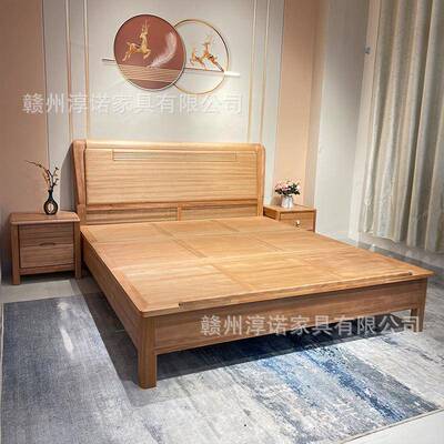 全实木实木床新式主卧1.油8米原木蜡双63088人木床1.5米胡桃木中