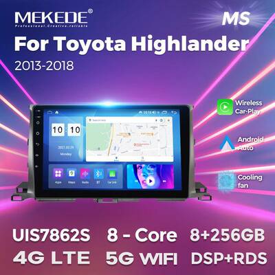 适用于ToyotaHighlander2013-2018车载中控安卓导航无线carplay